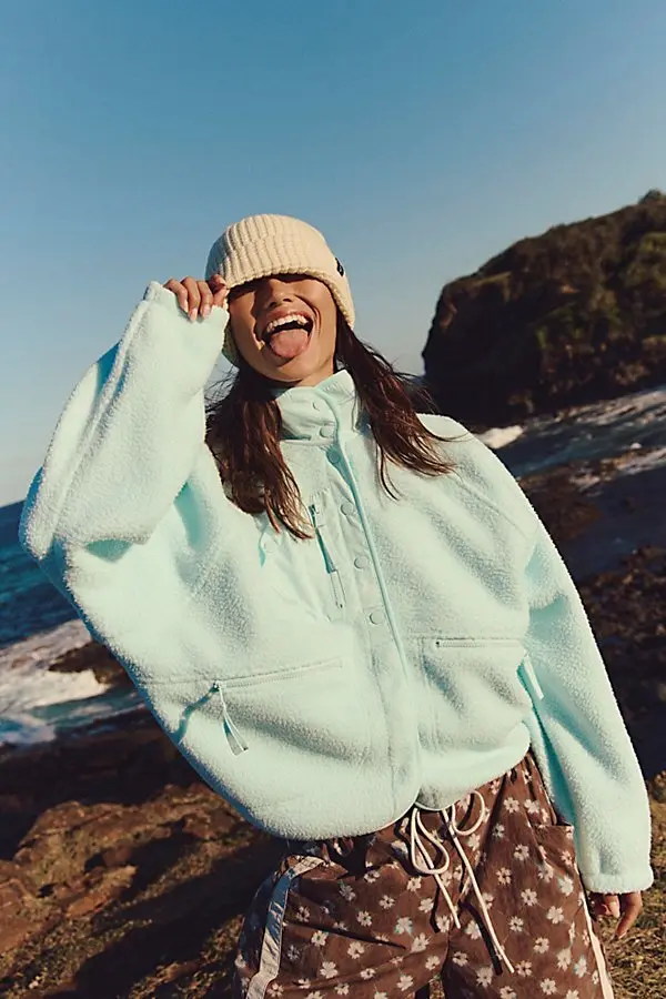 Free People Hit The Slopes Fleece Jacket - Frosty Combo