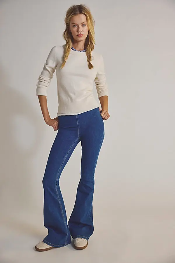 Free People We The Free Penny Pull-on Flare Jeans - Riviera
