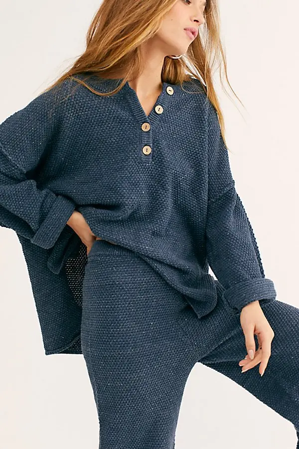 Free People Hailee Sweater Set Navy Heather Editorialist