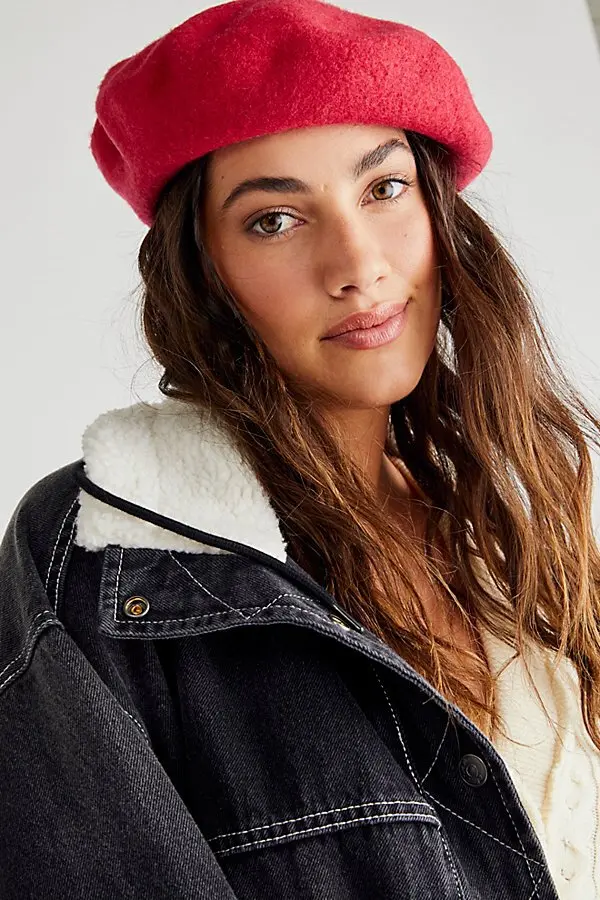 Free People Du Jour Beret - Red | Editorialist display picture 1