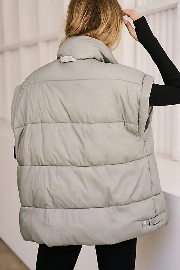 Free People In A Bubble Puffer Vest - Grey