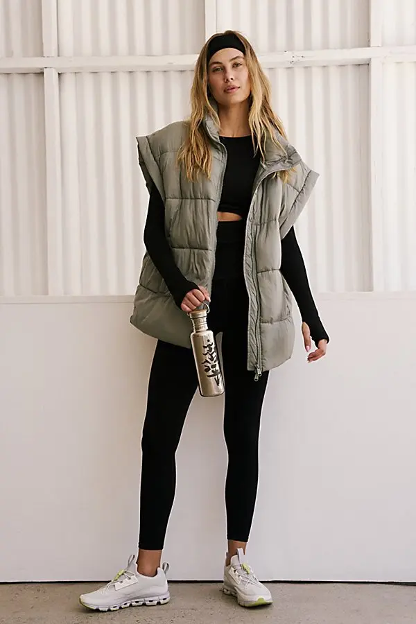 Free People In A Bubble Puffer Vest - Grey
