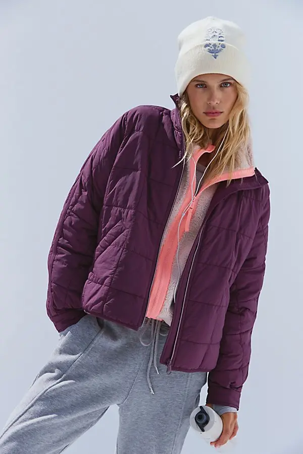 Free People Pippa Packable Puffer Jacket - Black Cherry