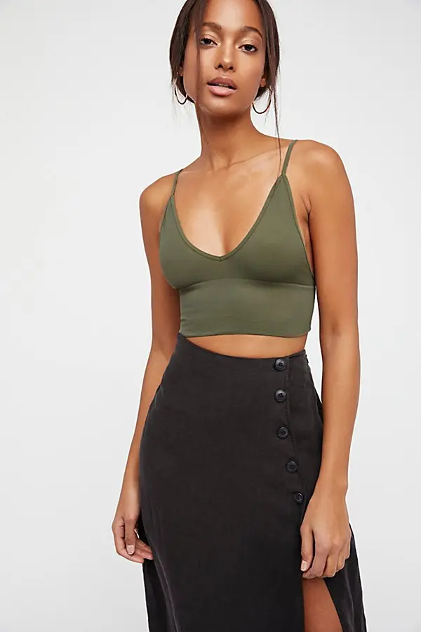 Free People Ali Low-back Seamless Bra - Army