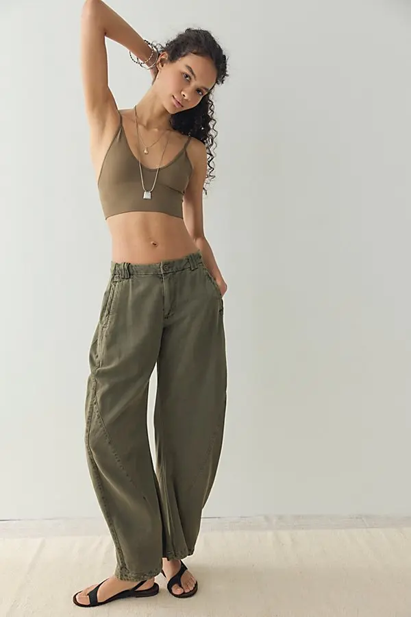Free People Ali Low-back Seamless Bra - Army