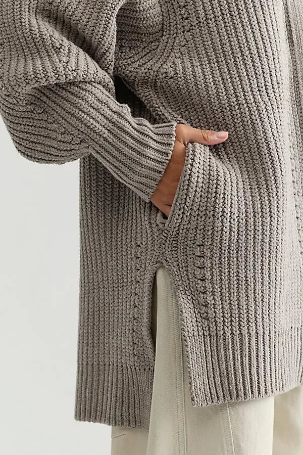 Free People Nightingale Oversized Cardigan - Silver Gleam