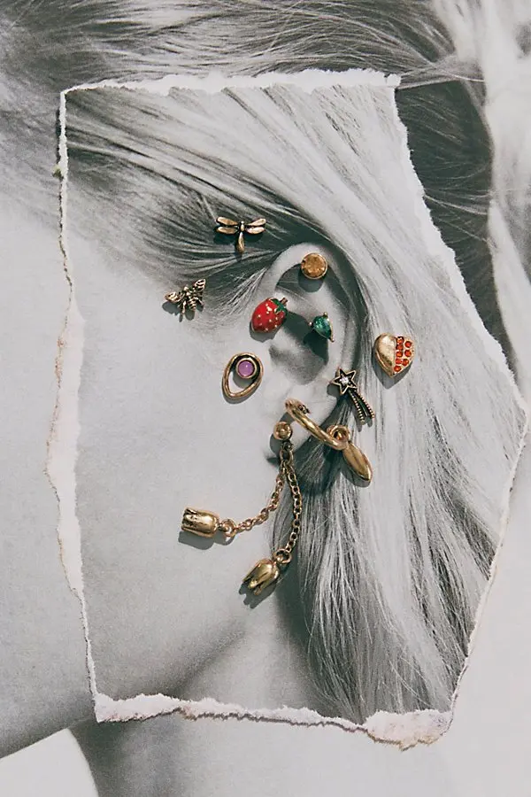 Free People Teeny Tiny Mega Stud Earring Set - Floral