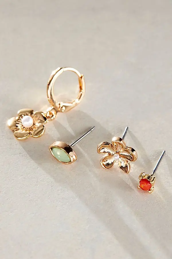 Free People Teeny Tiny Mega Stud Earring Set - Spring Fling