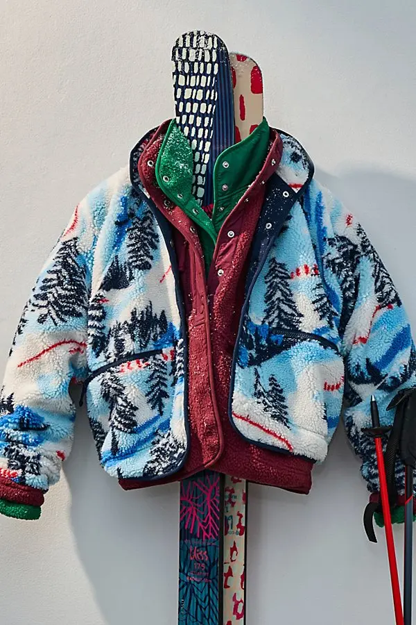 Free People Hit The Slopes Printed Fleece Jacket - Alpine Combo