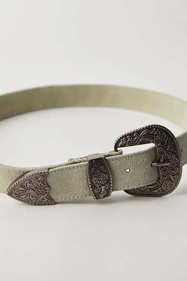 Free People Suede Western Belt - Mint Chip