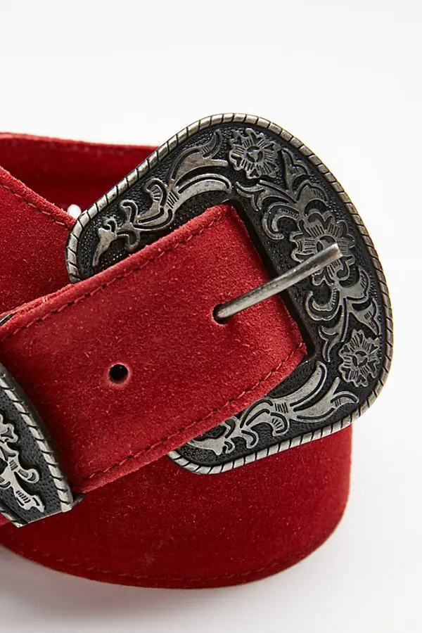 Free People Suede Western Belt - Sour Cherry