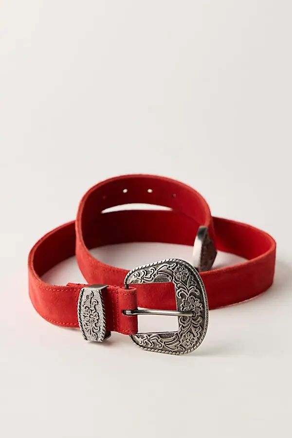 Free People Suede Western Belt - Sour Cherry