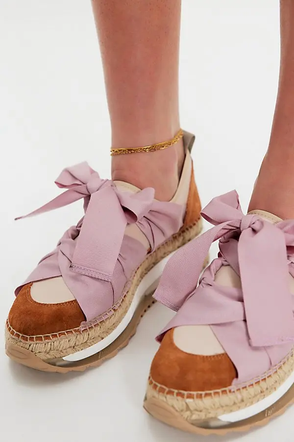 Free People Chapmin Espadrille Sneakers - Pearl Blush Combo
