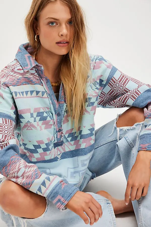 Free People We The Free Arizona Sky Pullover - Atlantic Combo