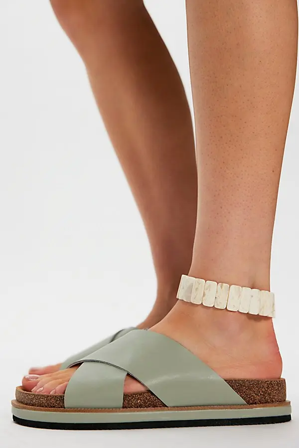 Free People Sidelines Footbed Sandals - Sage