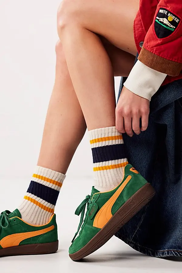Free People Retro Stripe Tube Socks - Varsity Gold