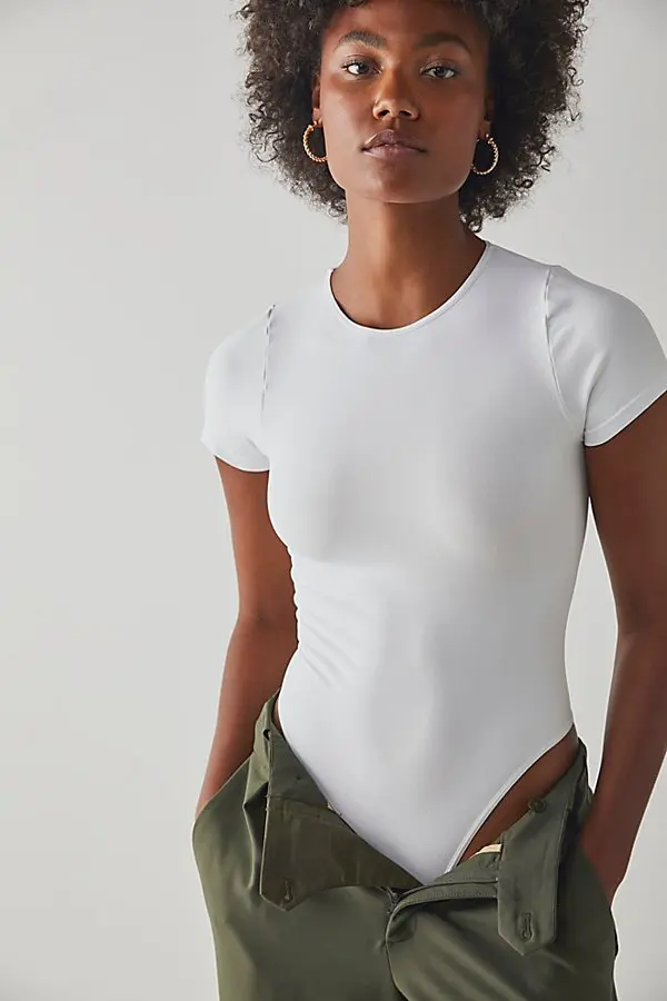 Free People Clean Lines Tee Bodysuit - White
