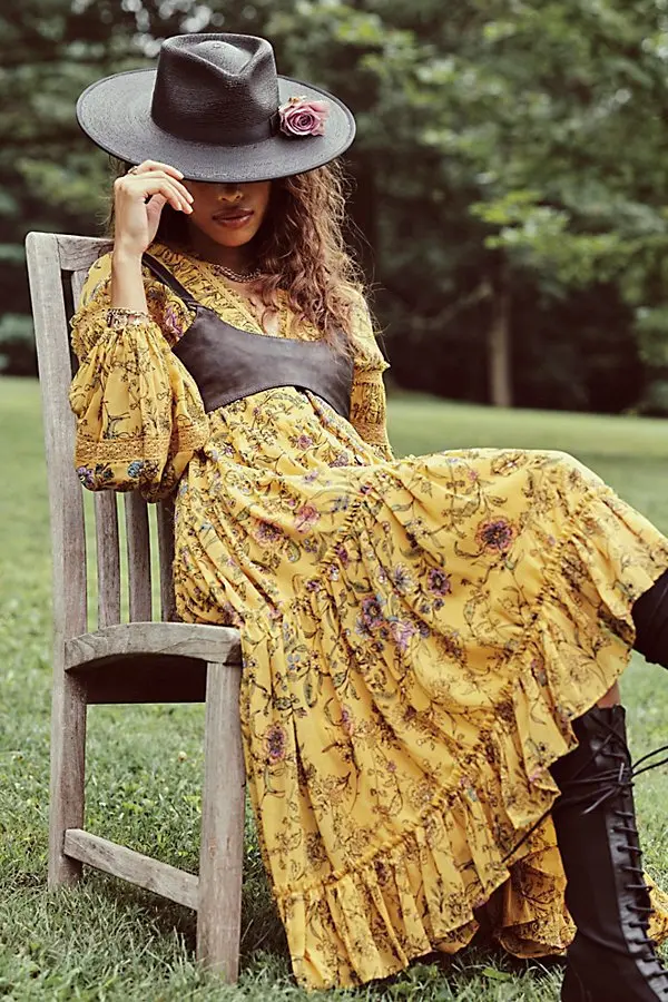 Free People Robe En Mousseline ImprimE Cassis - Turmeric Combo |  Editorialist