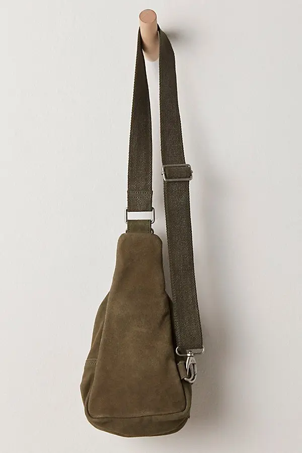 Free People Suede Sling Bag - Dark Green