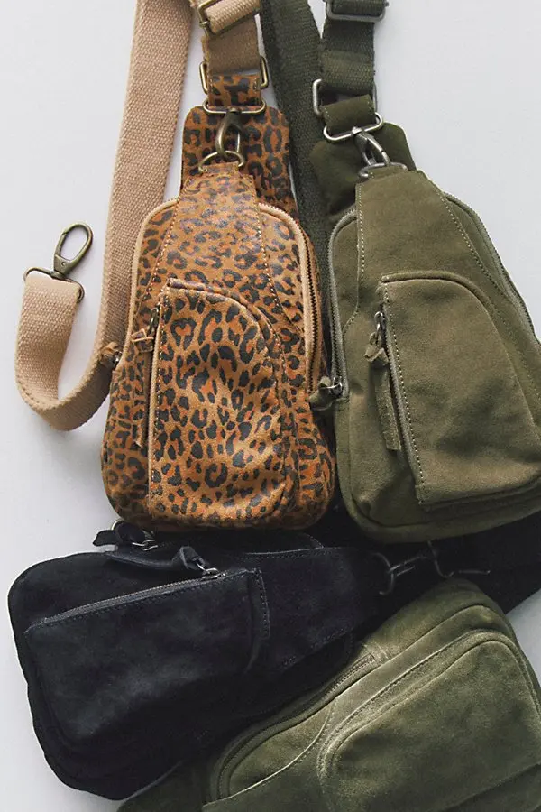 Free People Suede Sling Bag - Dark Green