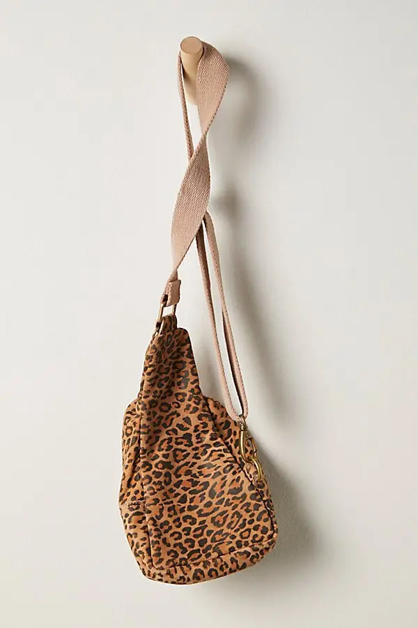 Free People Suede Sling Bag - Leopard