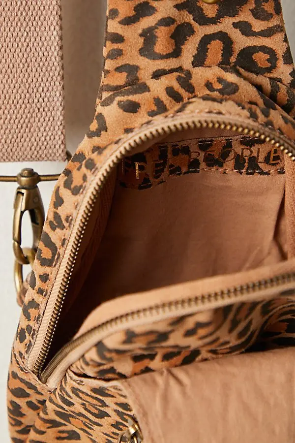 Free People Suede Sling Bag - Leopard