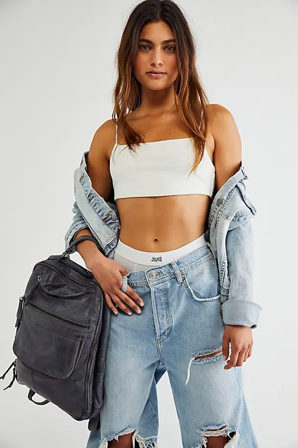 Free People East End Leather Backpack - Smoke