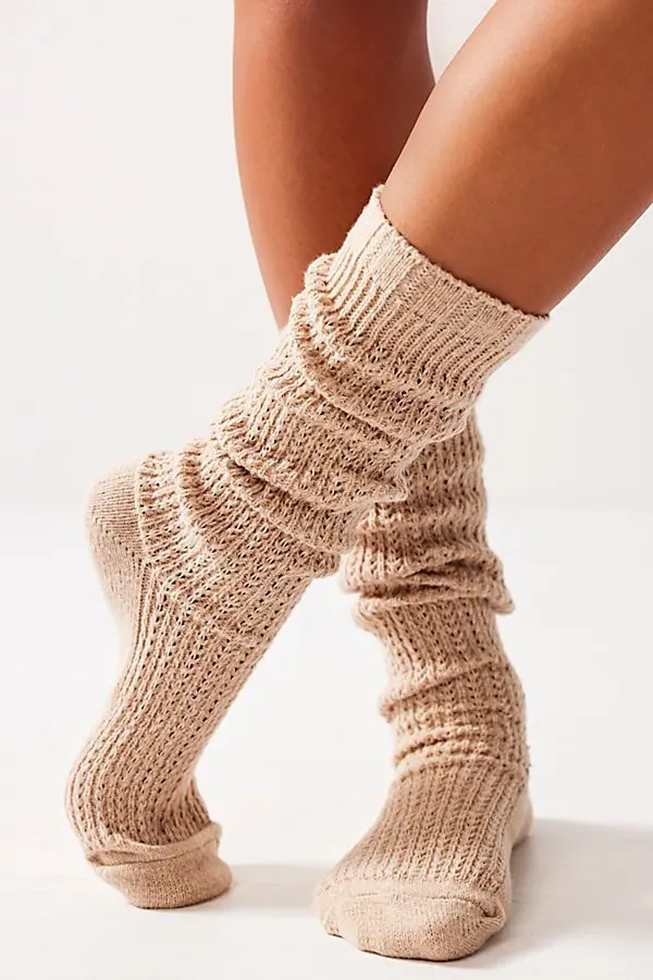 Free People Slouch Socks - Tan