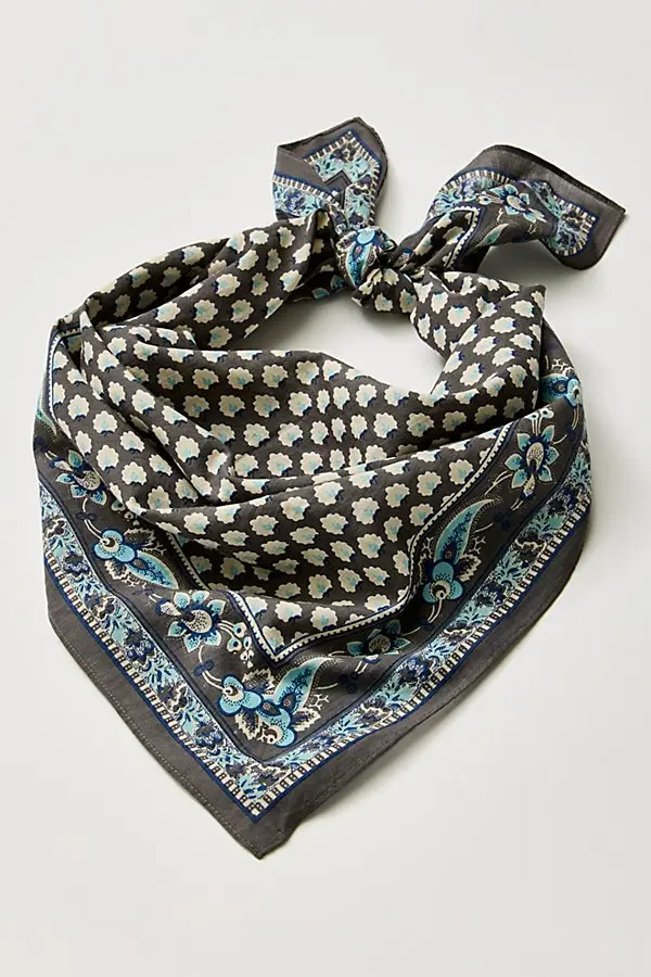 Free People Lotus Paisley Print Bandana - Charcoal
