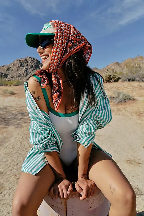 Free People Lotus Paisley Print Bandana - Red Combo