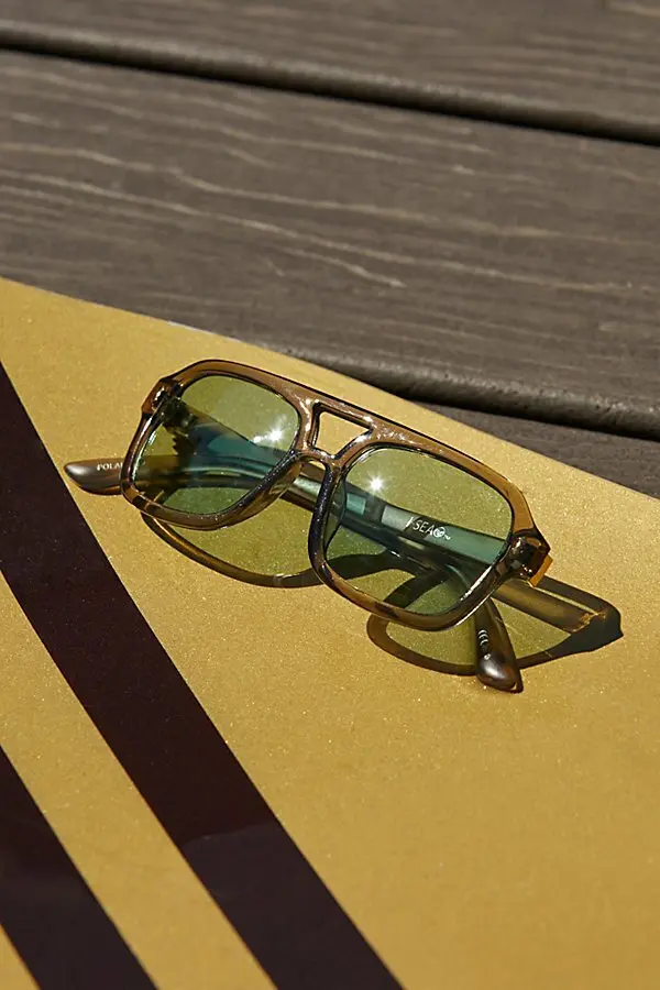 Free People Royal Polarized Aviator Sunglasses - Grey/mint
