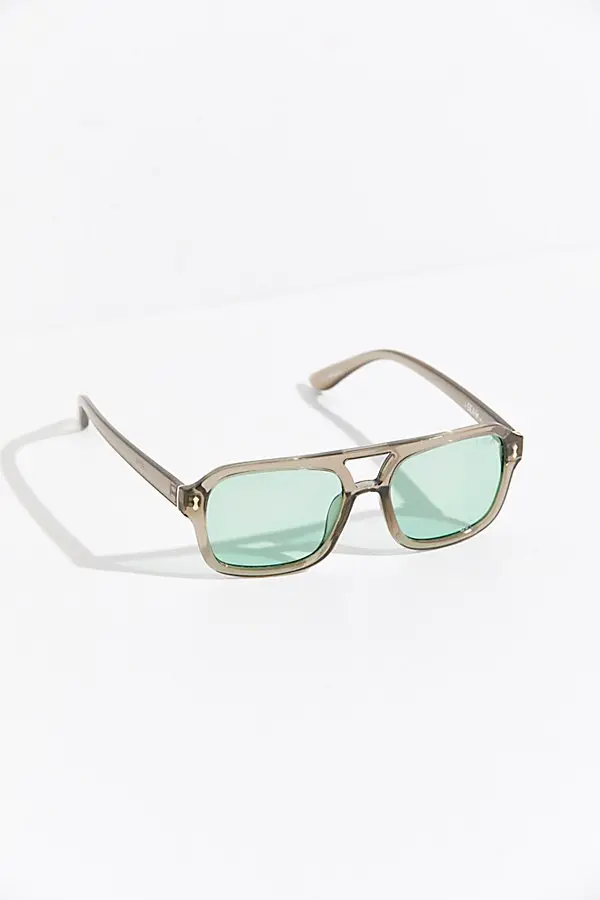 Free People Royal Polarized Aviator Sunglasses - Grey/mint