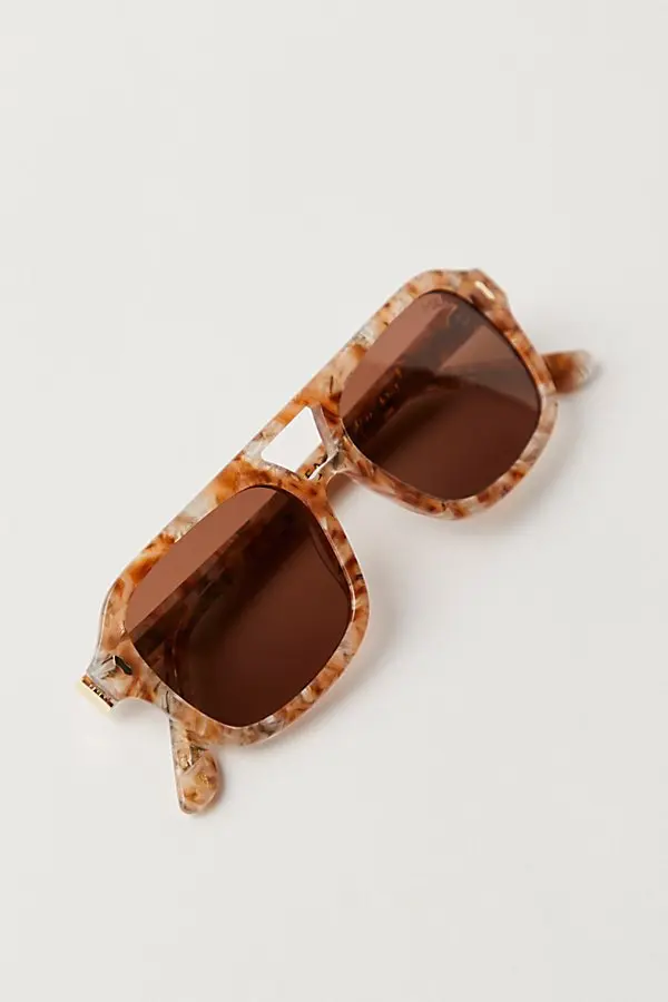 Free People Royal Polarized Aviator Sunglasses - Latte/cocoa