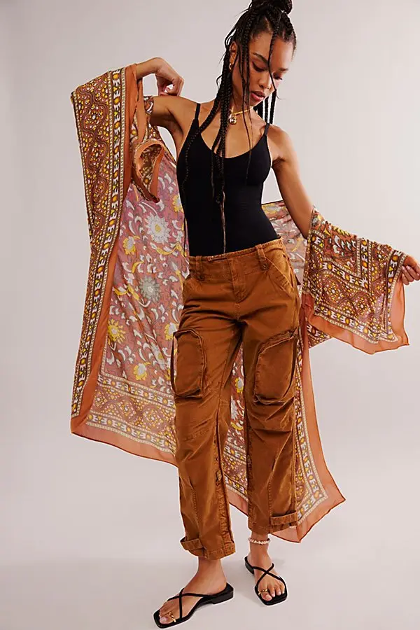 Free People Magic Dance Border Print Duster - Bronze