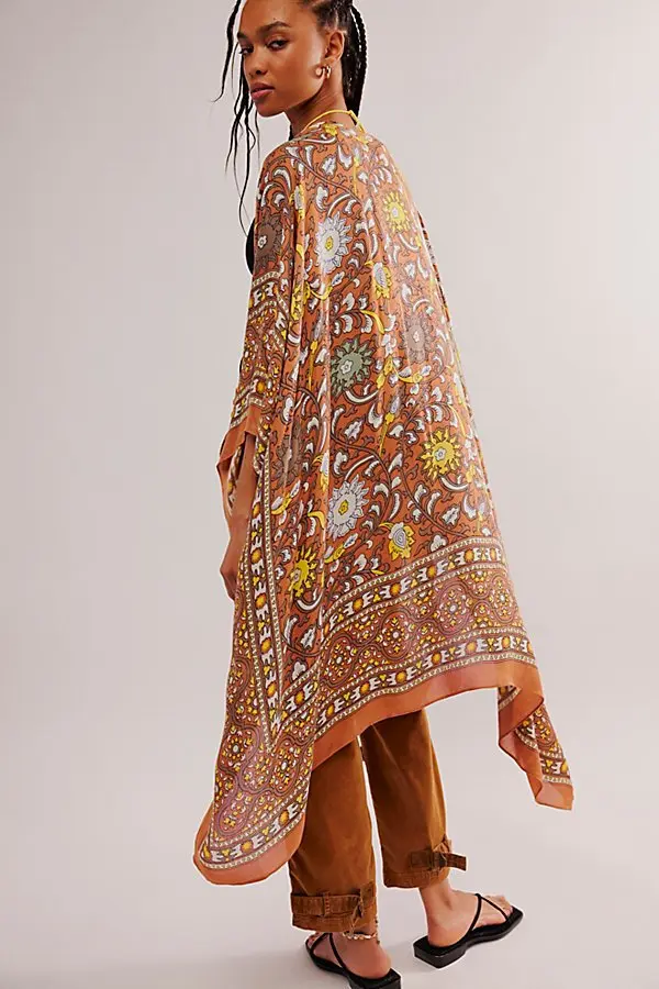 Free People Magic Dance Border Print Duster - Bronze