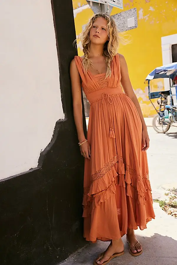 Free People Santa Maria Maxi Dress - Sun Bake
