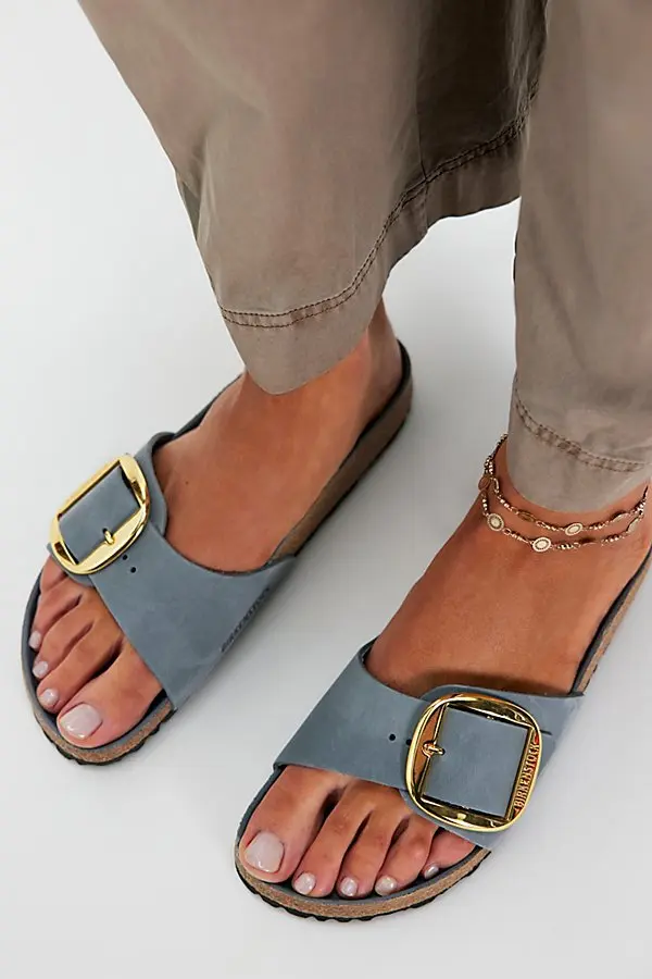 BIRKENSTOCK Madrid Big Buckle Sandals - Basalt Grey Oiled Leather