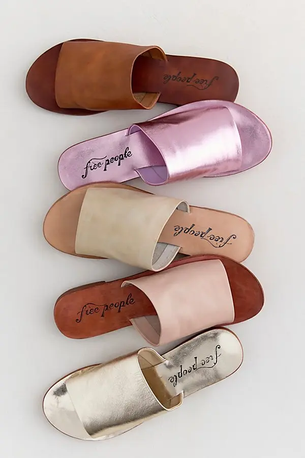 Free People Vicente Slide Sandals - Pink Metallic