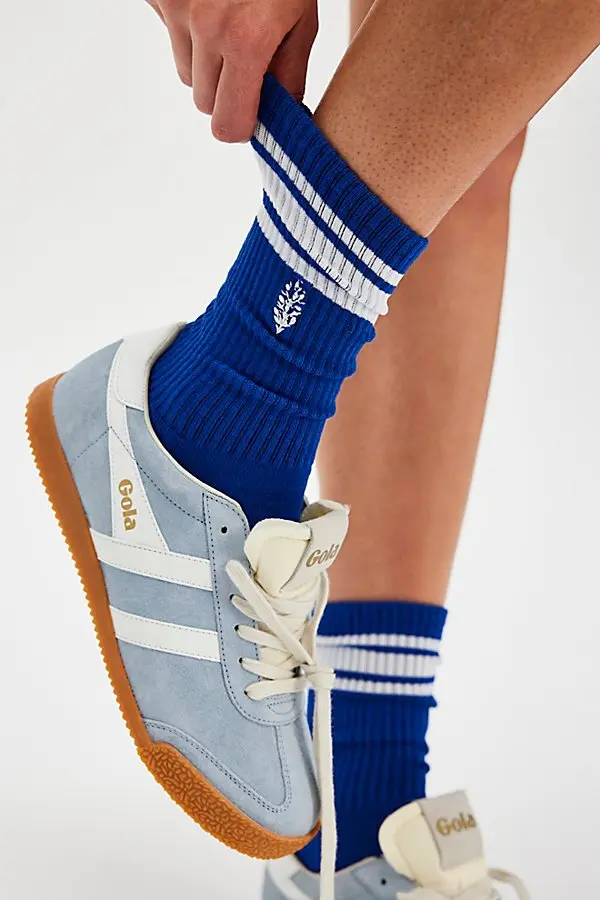 LUCKY HONEY Movement Logo Stripe Crew Socks - Athletic Blue