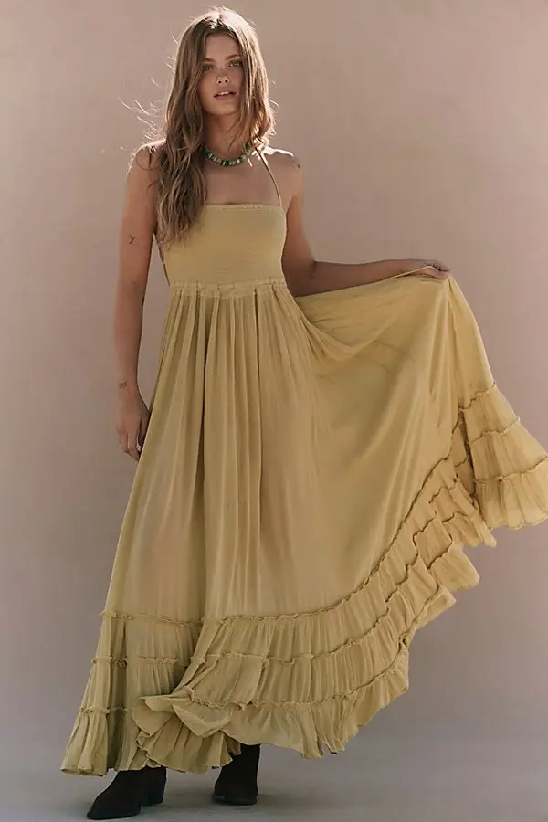 Free People Extratropical Maxi Dress - Dried Moss