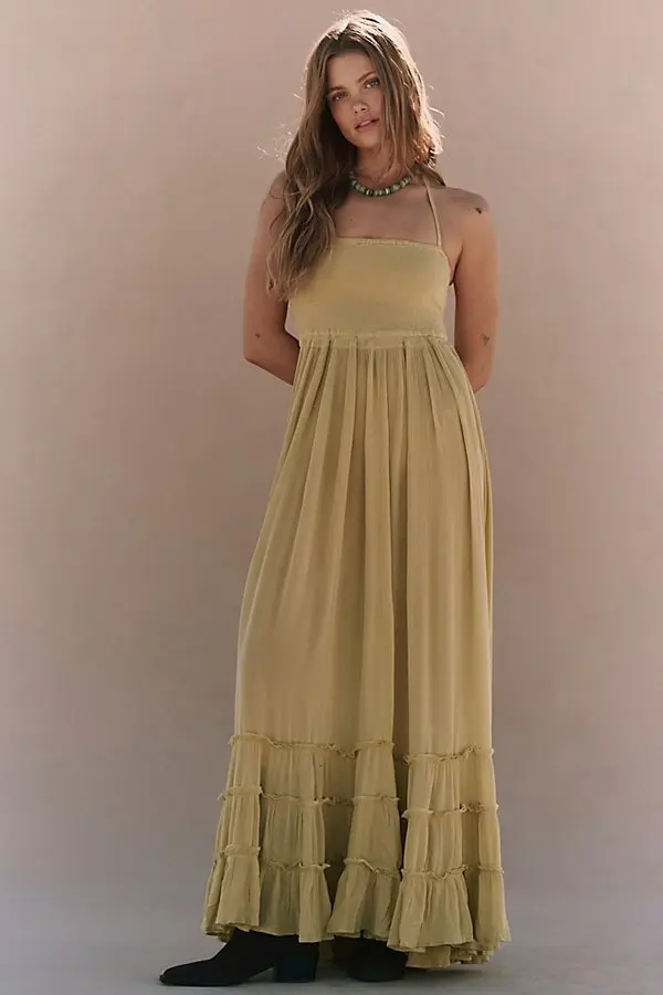 Free People Extratropical Maxi Dress - Dried Moss