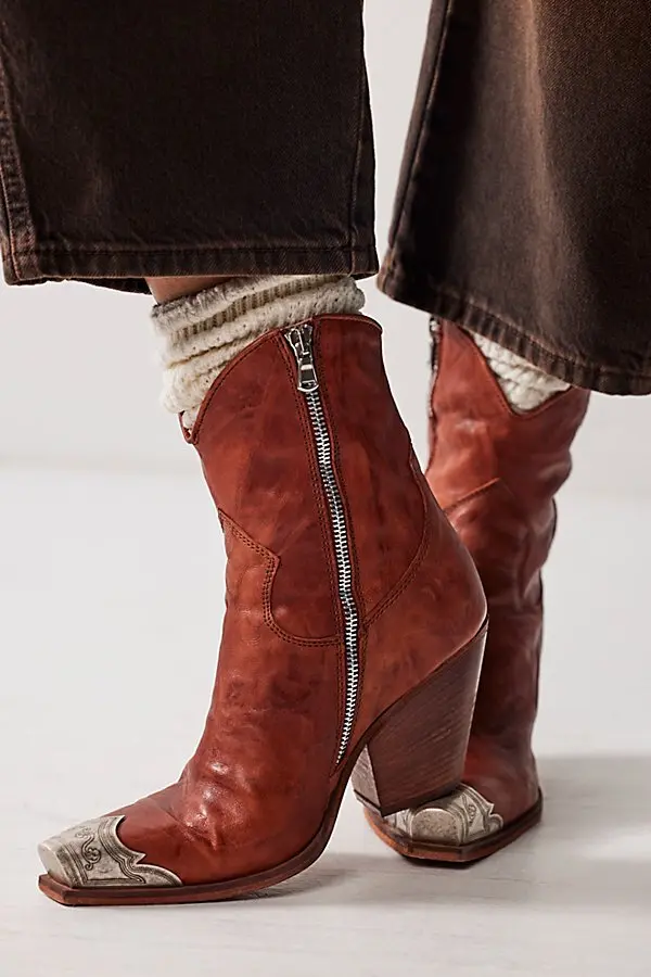 Free People Brayden Western Boots With Metal Toe - Brown