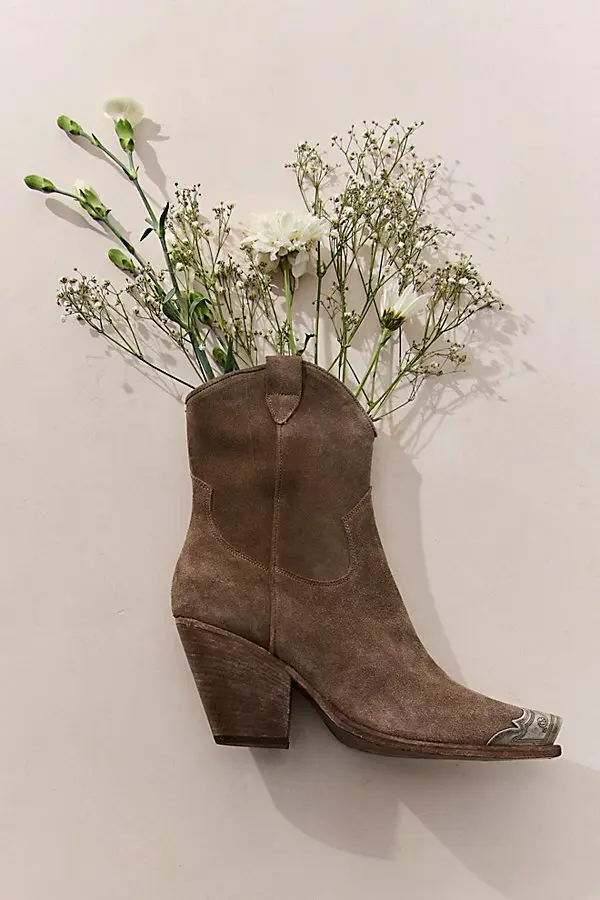 Free People Brayden Western Boots - Taupe Suede