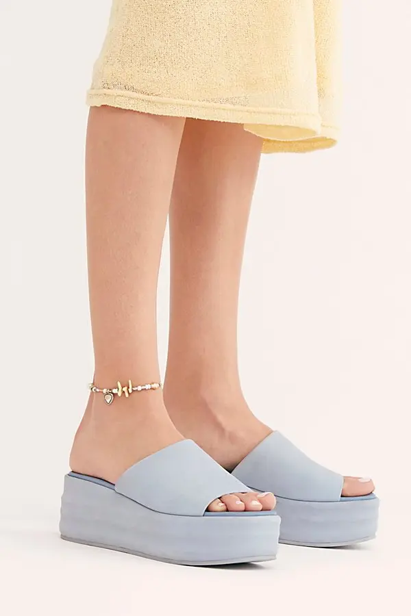 Free People Harbor Flatform Sandals - Teal Flower