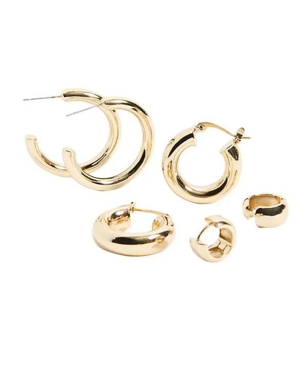 Free People Plated Hoop Earring Set - Gold Tube