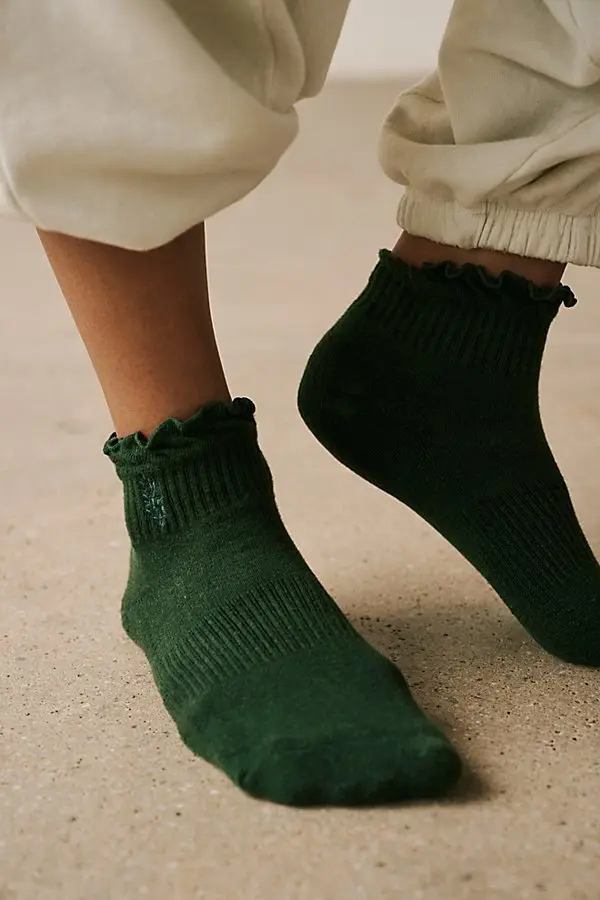 Free People Classic Ruffle Ankle Socks - Forest