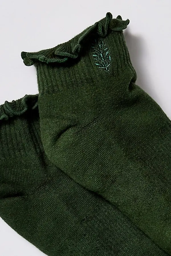 Free People Classic Ruffle Ankle Socks - Forest