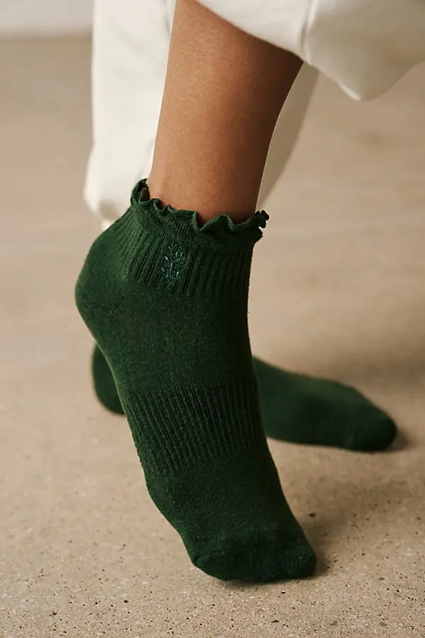 Free People Classic Ruffle Ankle Socks - Forest