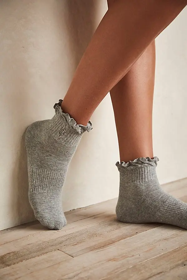 Free People Classic Ruffle Socks - Red