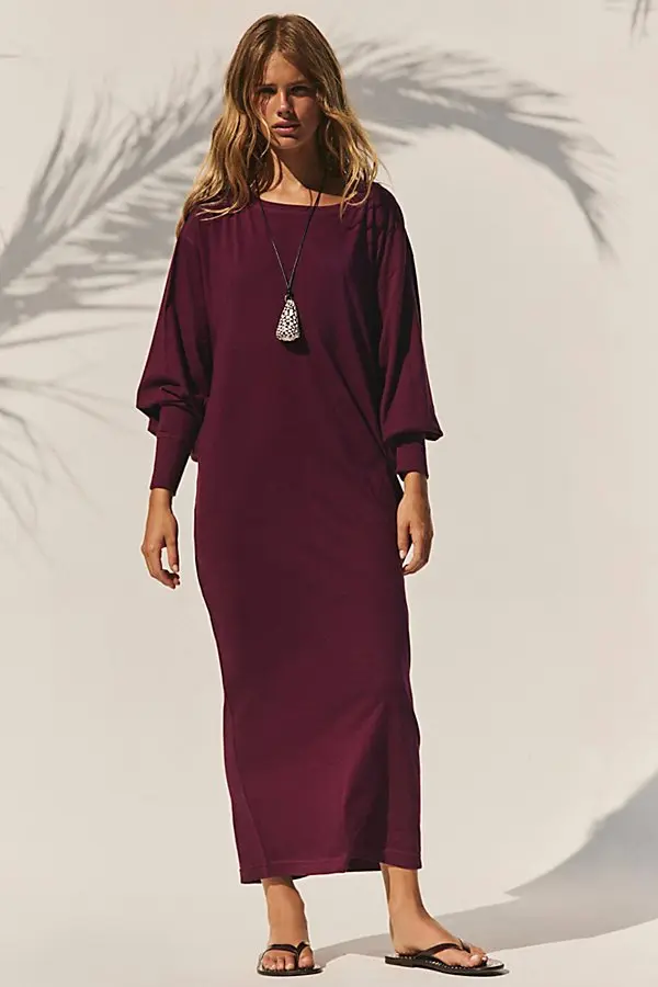 Free People Oversized Maxi Dress With Dolman Sleeves - Fig